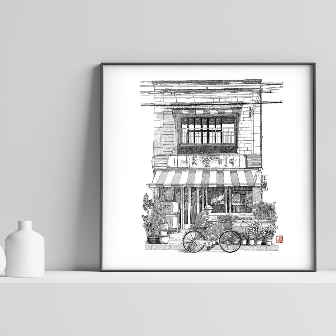 Hand Drawing Japan Storefront 22 Wall Art Urban Sketching - Etsy