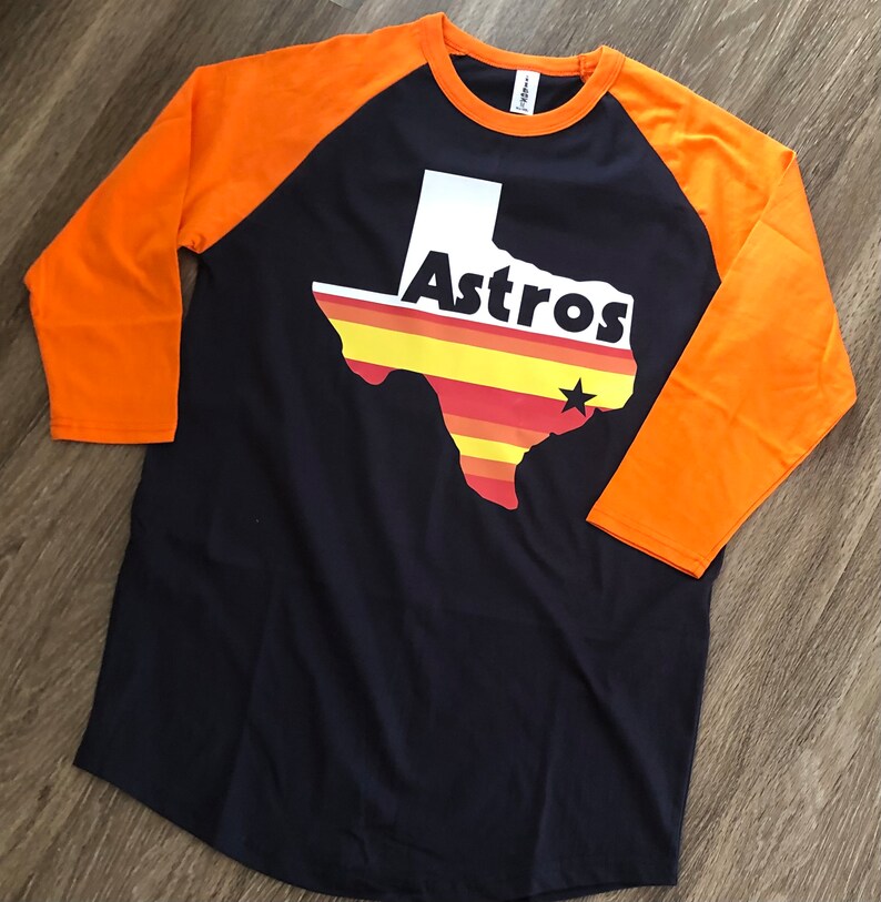 ASTROS Orange & Navy Baseball Raglan Shirt Retro - Etsy