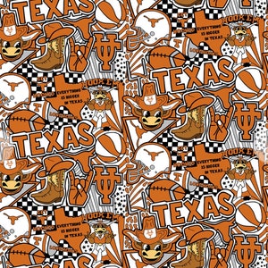 University of Texas Longhorns Pop Art Mascot Icons 100% Cotton | Etsy