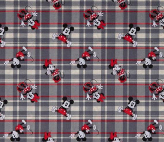 DISNEY Mickey Mouse Minnie Plaid Classic 100% Cotton Fabric | Etsy