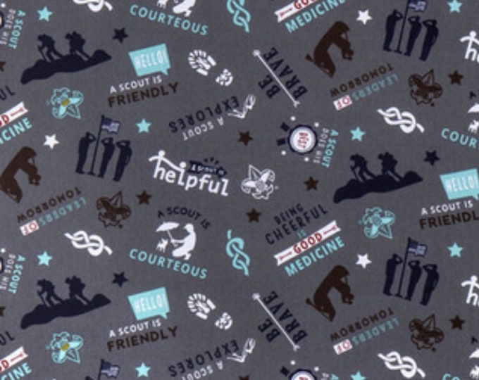 Boy Scouts Scout Honor Rules Oath & Law Text 100 % Cotton Fabric 1/4 ...