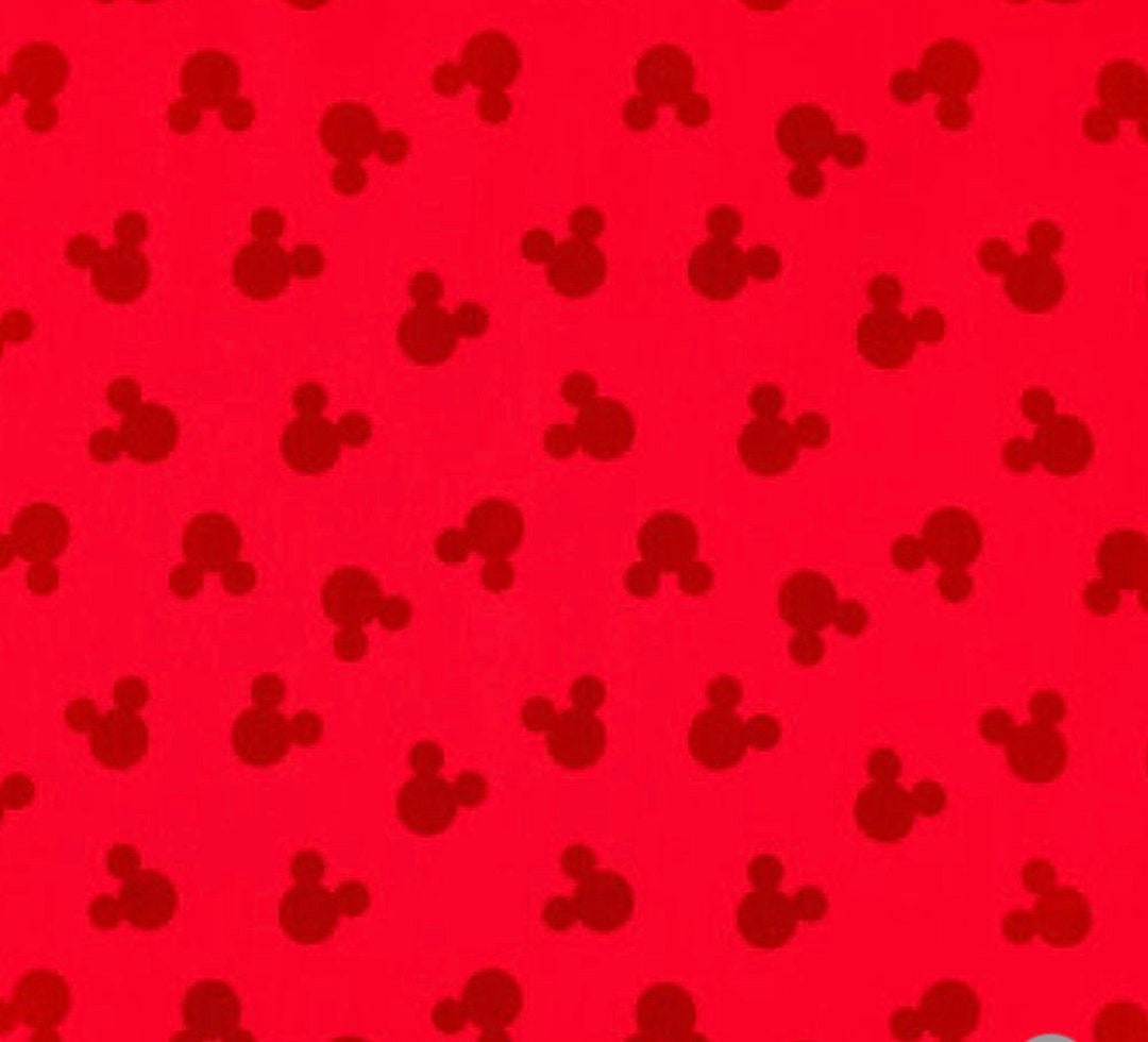 DISNEY Mickey Mouse Shadow Classic Tone on Tone Red 100% - Etsy