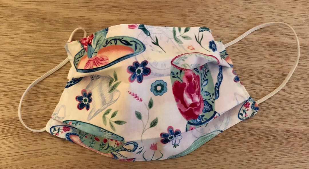 FLORAL TEACUPS VICTORIAN Mask 100% Cotton Cloth Face Cover - Etsy