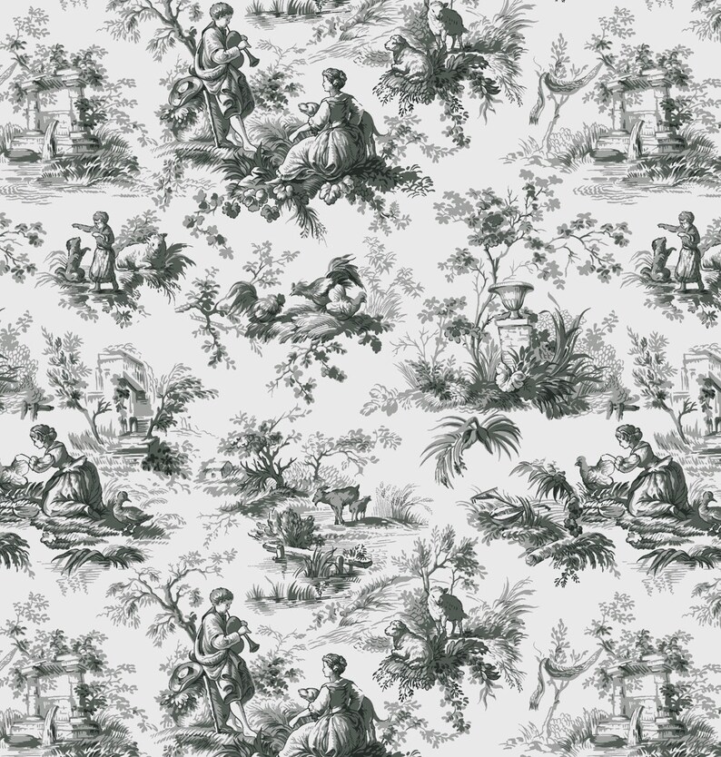 Waverly Toile Sky Grey Gray Black White 100% Cotton Fabric 1/4 | Etsy