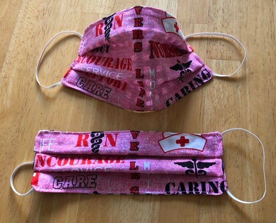 NURSE Pink Cotton Cloth Face Cover Mask Essential Worker | Etsy