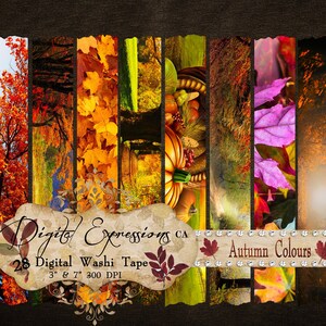 Digital Autumn Printable Washi Tape, Fall Digital Washi Tape, Fall ...