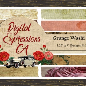 Digital Grunge Printable Washi Tape, Printable Scrapbooking ...