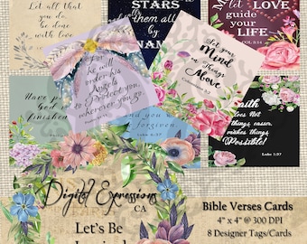 Printable BIBLE VERSES TAGS Scripture Art Eight - Etsy