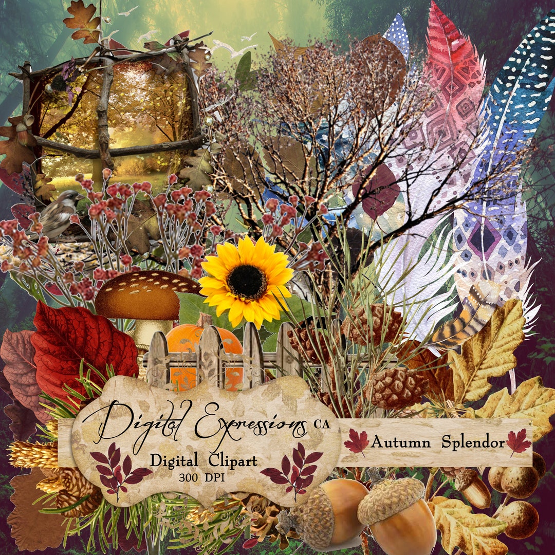 Digital Clip Art, Autumn Clipart, Autumn Decor, Fall Clipart, Leaves ...