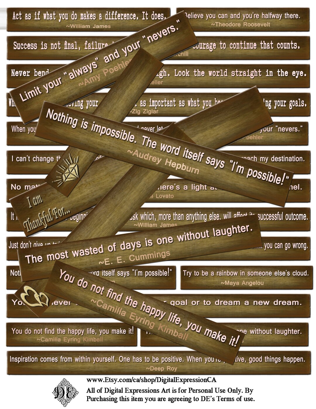 Inspirational Sayings Collage Sheets: Junk Journal Scrapbooking ...