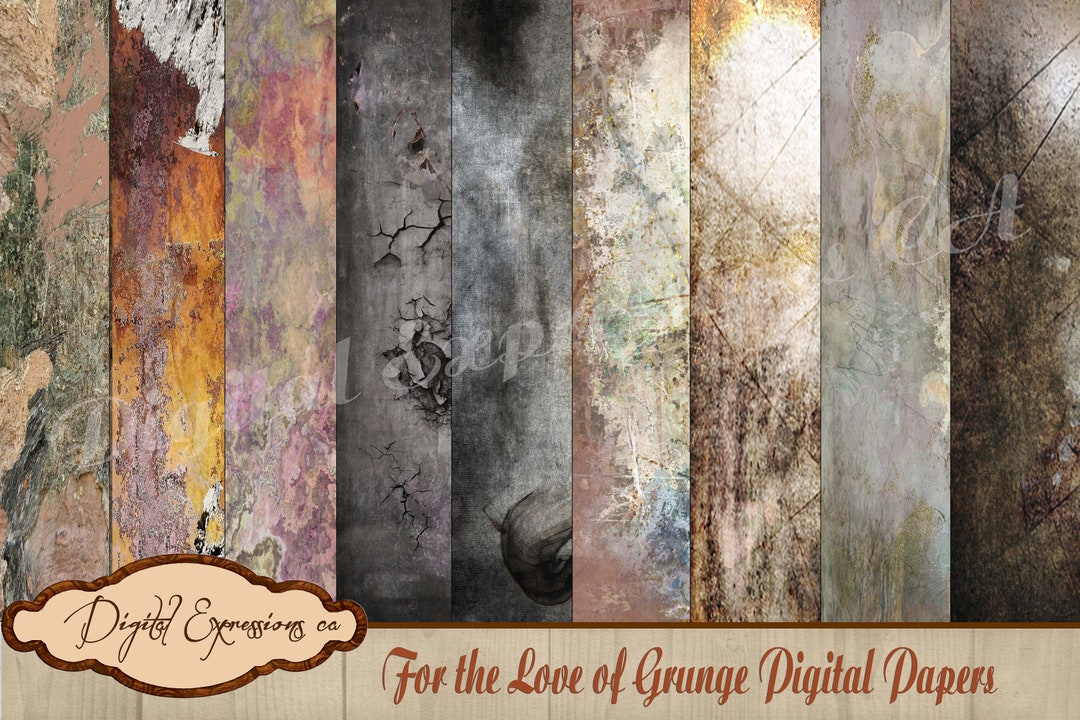 Grunge Textured Digital Paper Pack, Collage Paper, Grunge Digital Paper ...