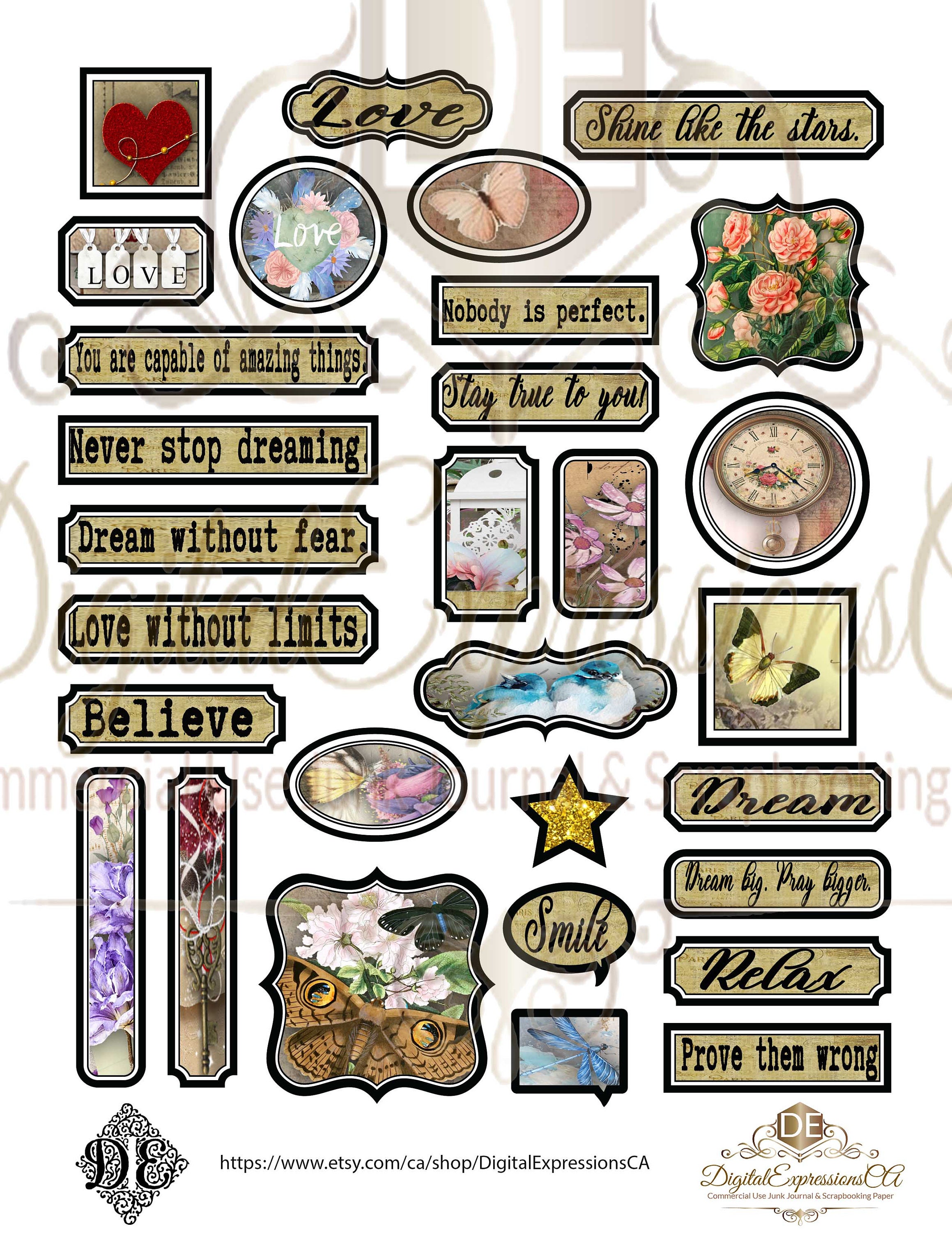 Vintage Grunge Junk Journal Embellishments Kit Vintage Grunge - Etsy