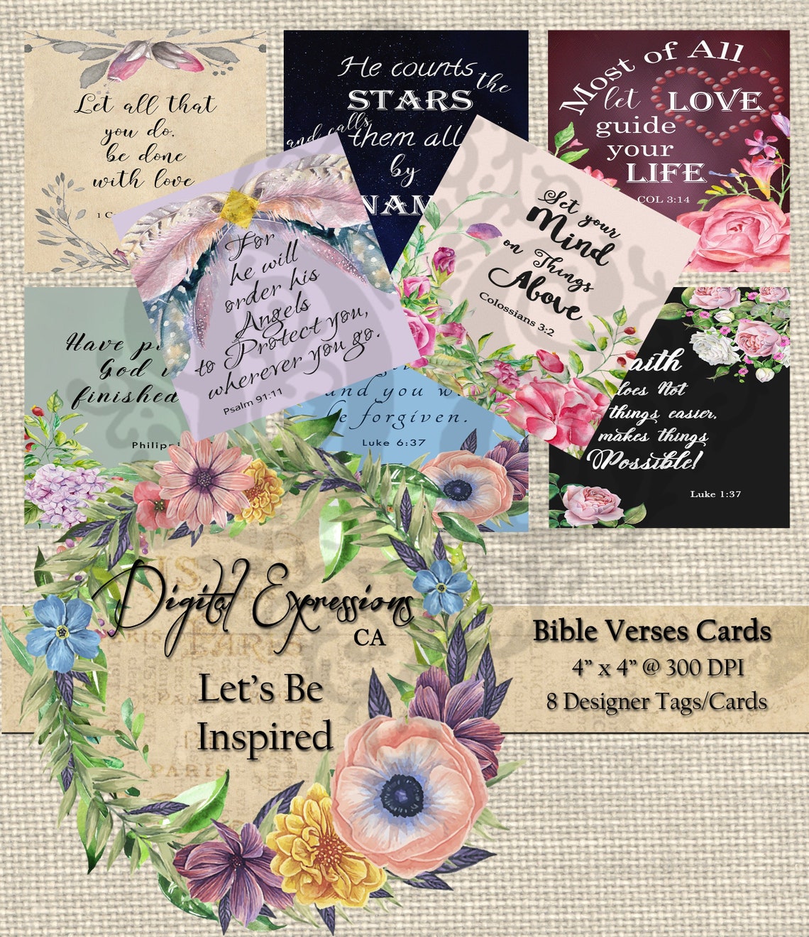 Inspirational BIBLE VERSES Greeting Cards Printable Download | Etsy