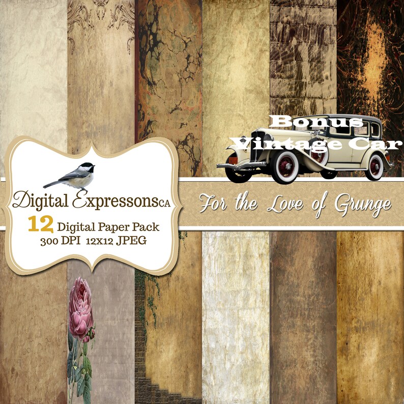 Grunge Digital Paper VINTAGE GRUNGE Scrapbook Paper Crafts - Etsy