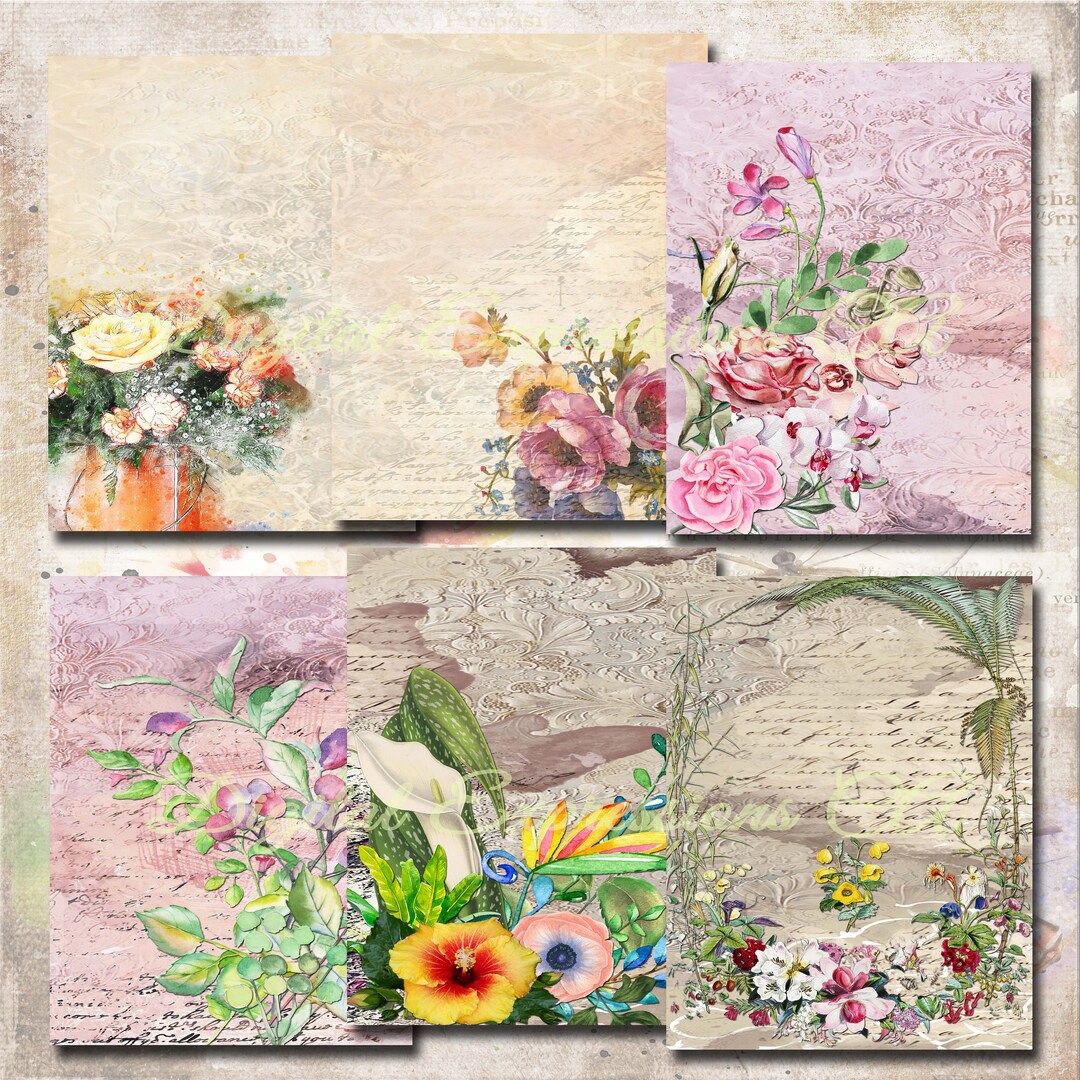 Printable Junk Journal Kit Vintage Ephemera Papers Floral - Etsy