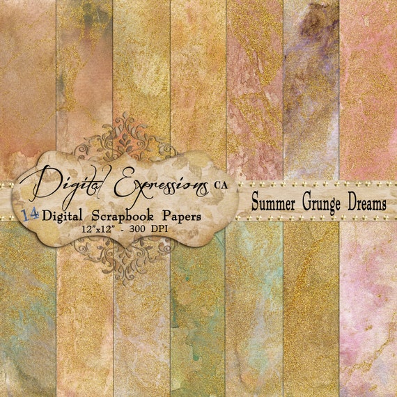 SHABBY CHIC Digital Paper Grunge Paper Gold Veined Grunge | Etsy