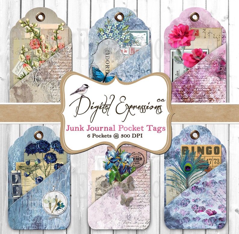 Digital Junk Journal Pockets Vintage Botanical Junk Journals - Etsy