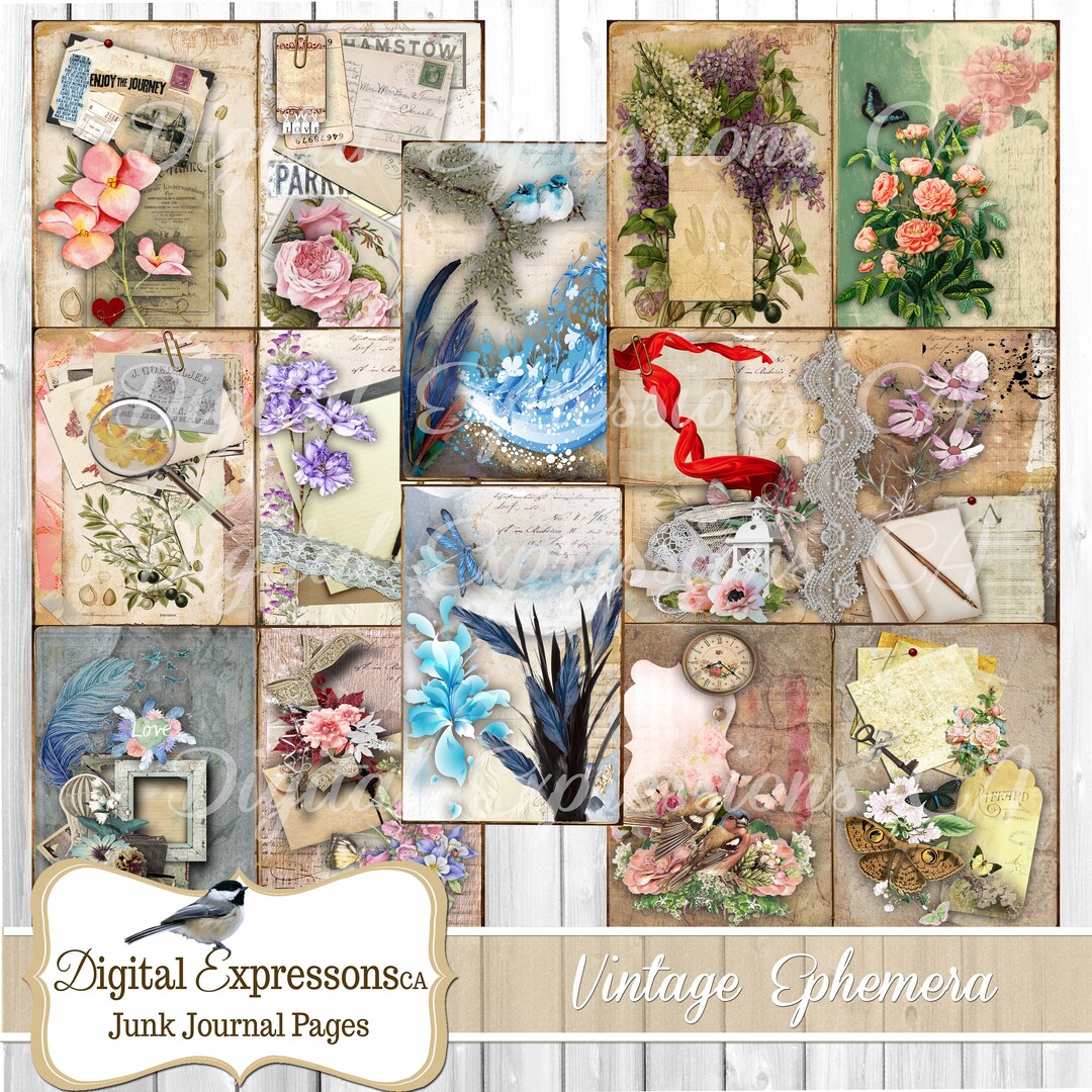 Vintage Grunge Junk Journal Embellishments Kit, Vintage Grunge Journal ...