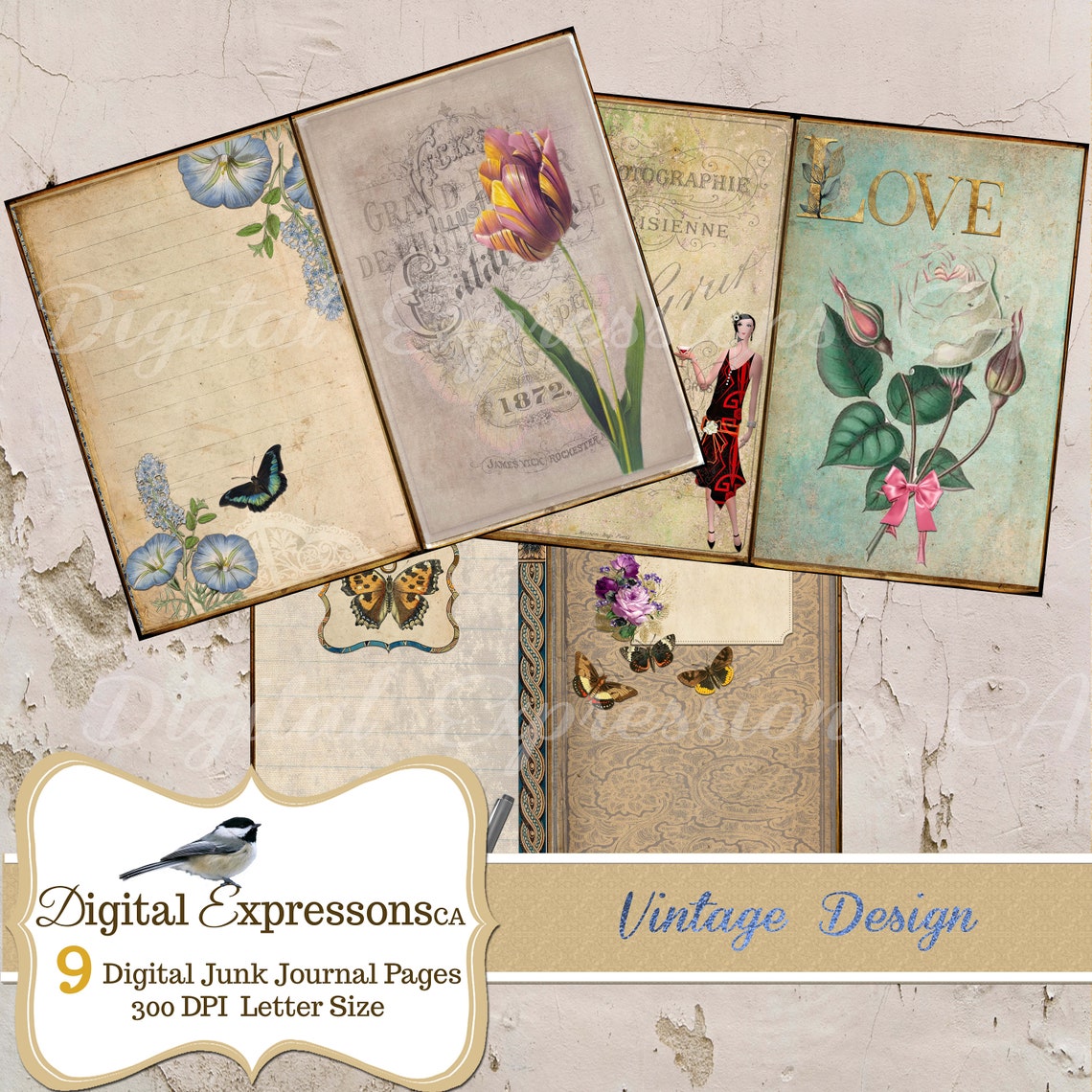 Vintage Grunge Junk Journal Kit Grunge Journal Papers Floral | Etsy