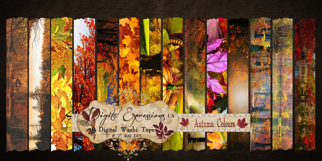 Digital Autumn Printable Washi Tape, Fall Digital Washi Tape, Fall ...