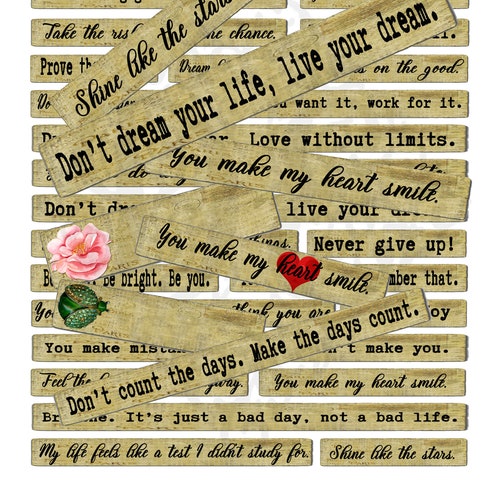 Digital Collage Sheet Words Printable Words Inspirational - Etsy