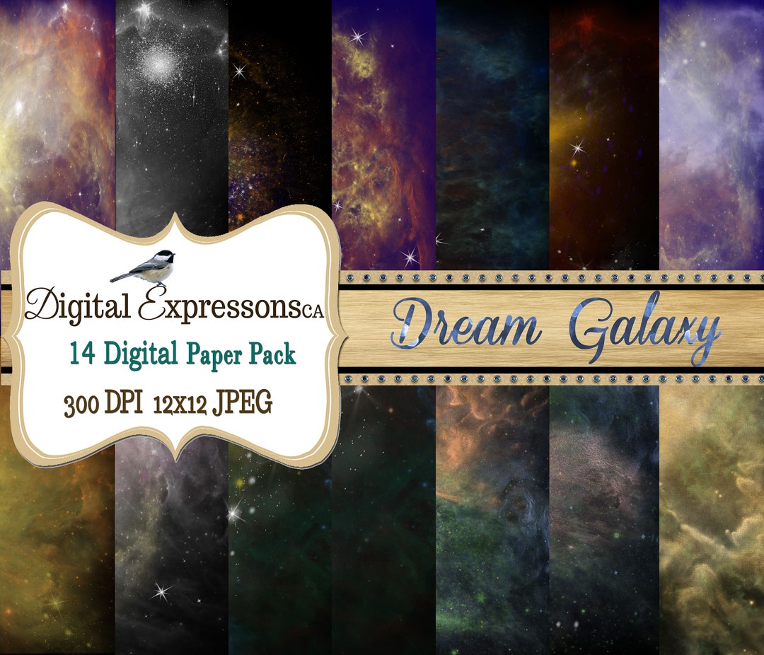 Starry Night Sky Digital Paper, DREAM GALAXY Scrapbook Paper, Stardust ...