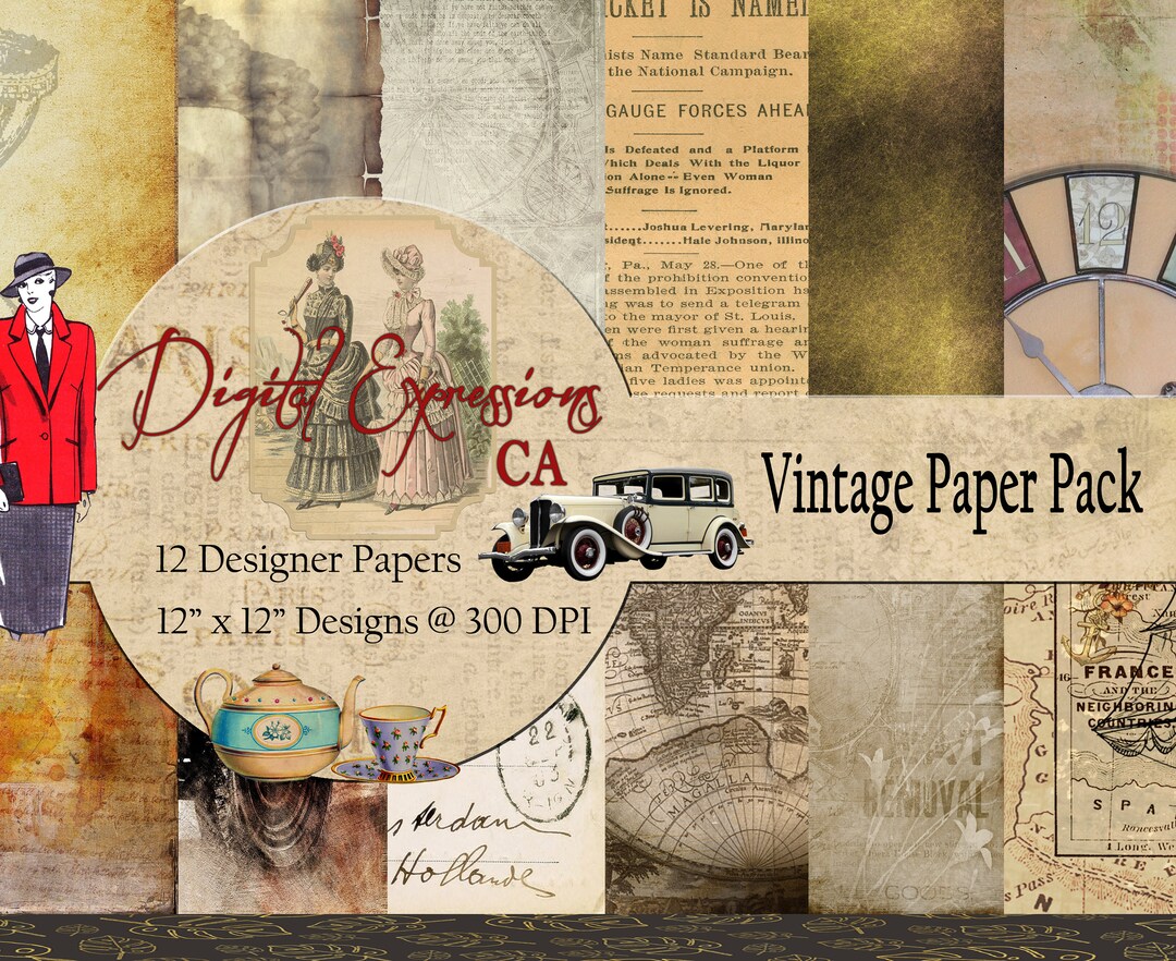 Vintage Grunge Digital Paper: Earth Tone Seamless Patterns (12x12 ...