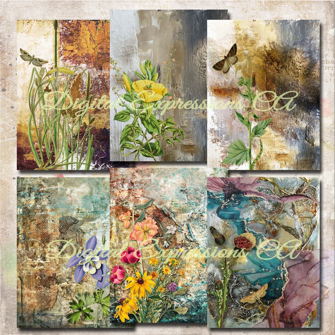 Printable Junk Journal, Muddy Waters Ephemera Papers, Floral Grunge ...