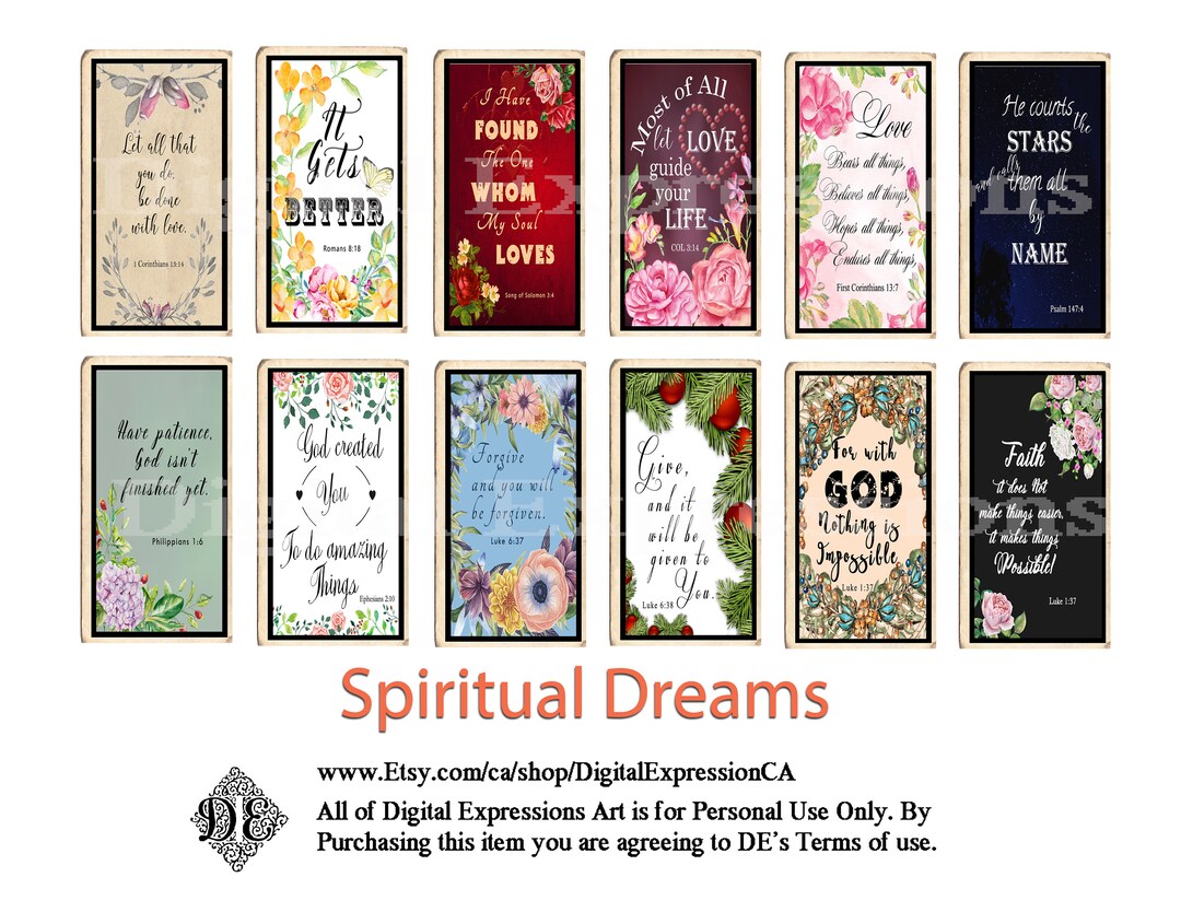Beautiful Bible Verses Spiritual Dreams Vintage Ephemera TEA Cards ...