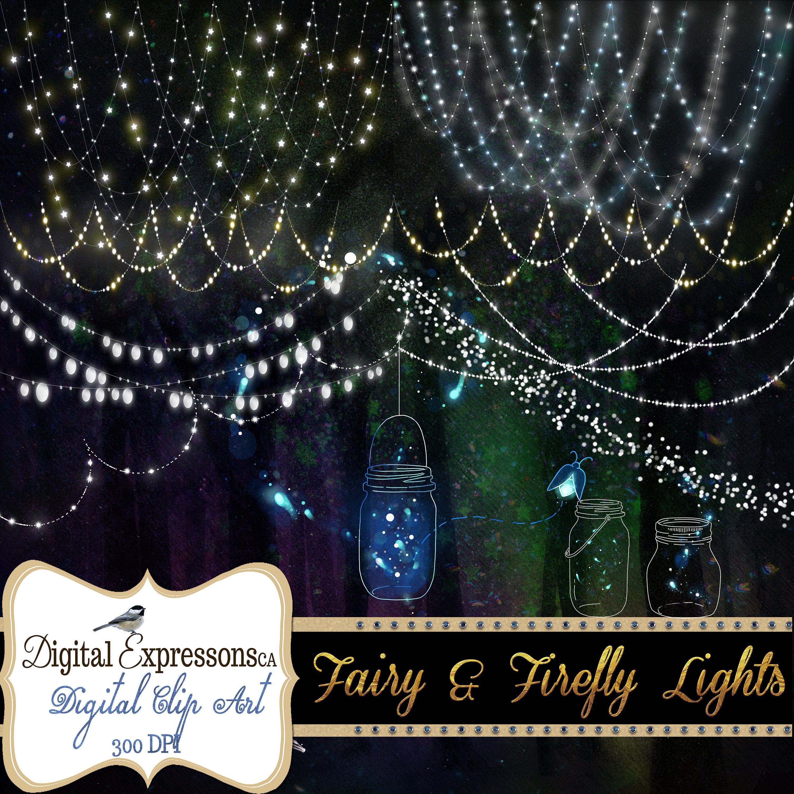 Digital Fairy Lights and Firefly Overlays Mason Jar Lights | Etsy