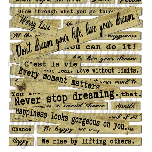 Digital Collage Sheet Words Printable Words Inspirational - Etsy