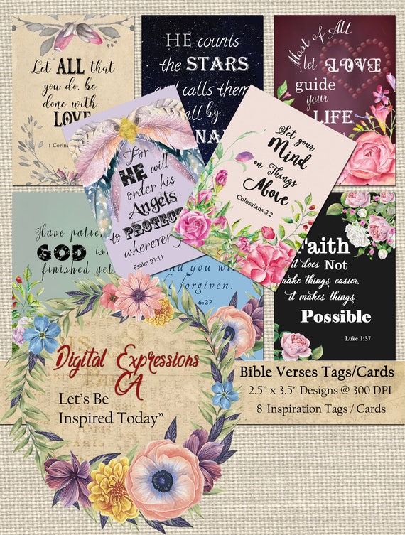 Inspirational BIBLE VERSES Greeting Cards Printable Download | Etsy