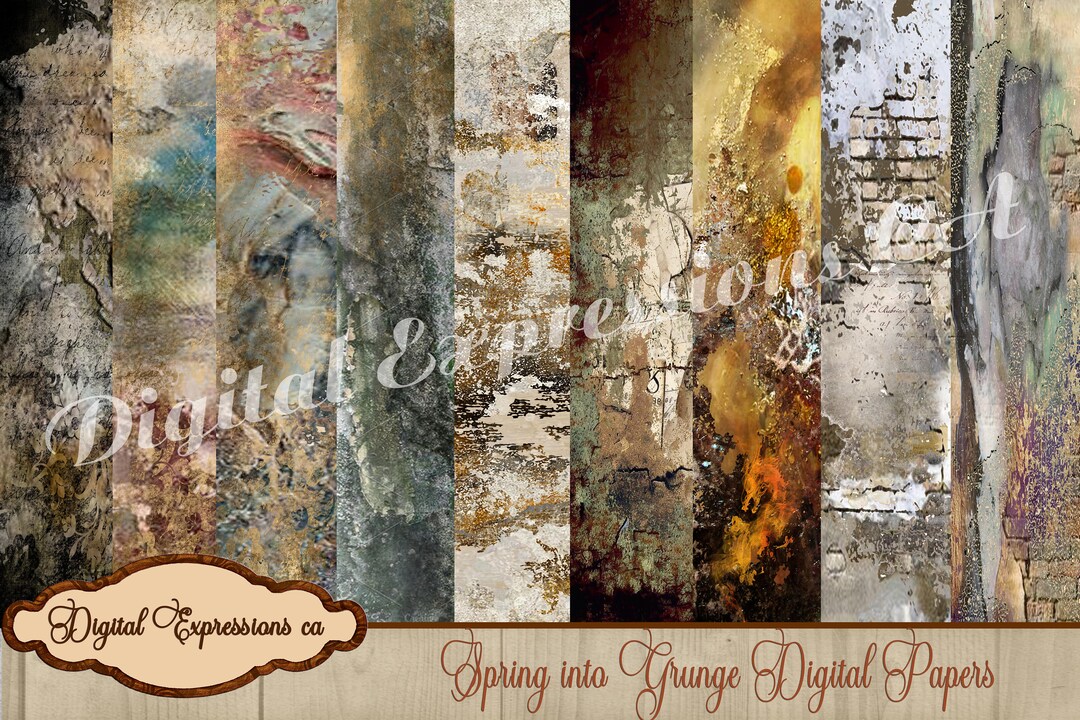 Grunge Textured Digital Paper Pack, Collage Paper, Grunge Digital Paper ...