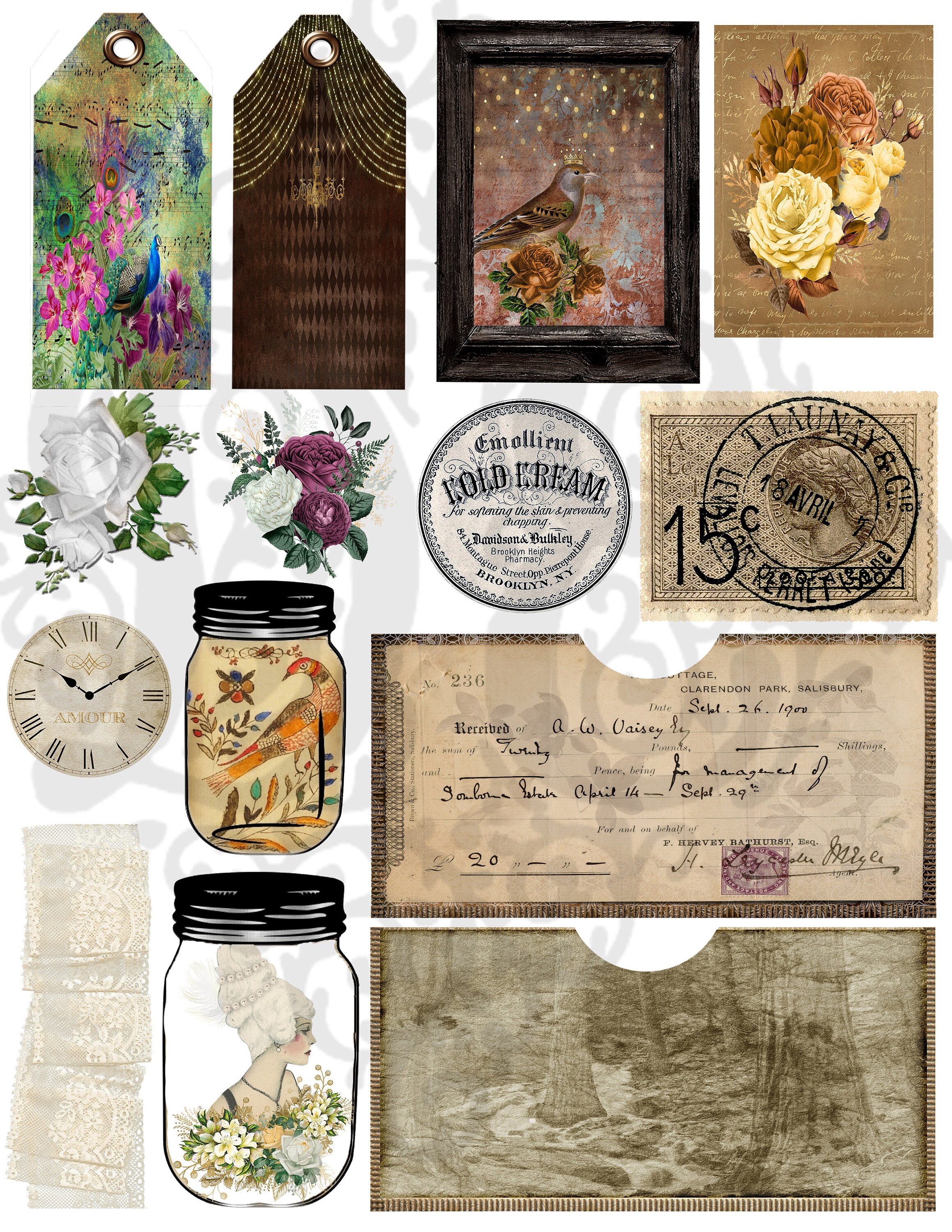 Junk Journal Kit 70 Digital Embellishments Digital - Etsy