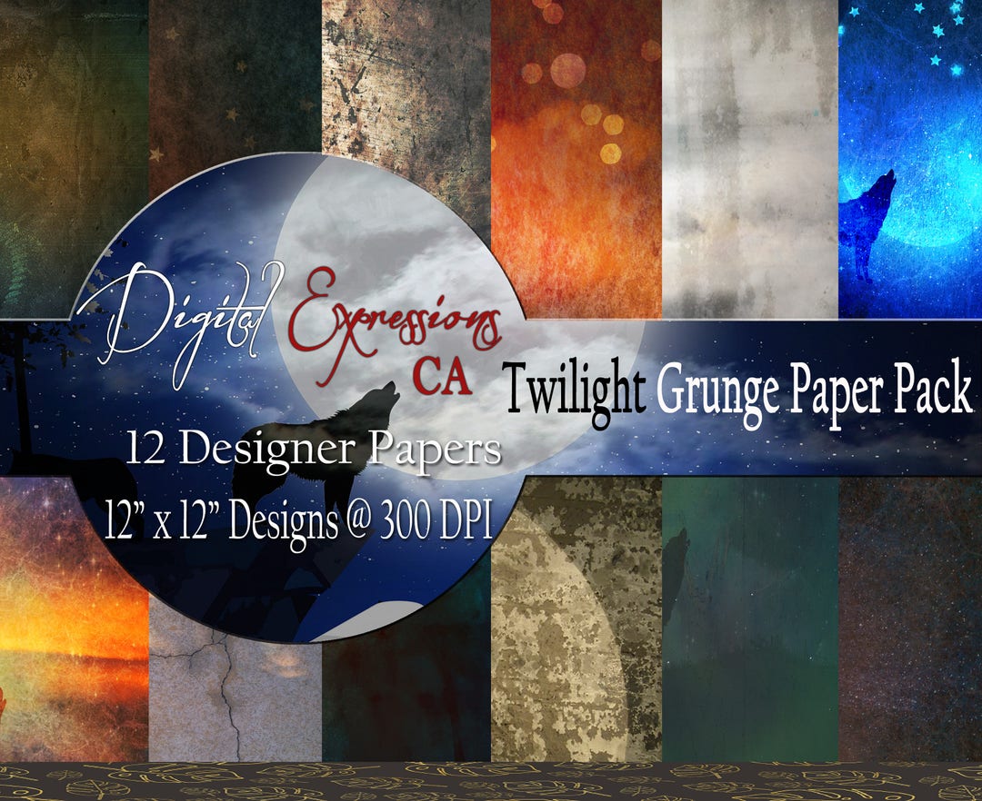 Grunge Digital Paper, TWILIGHT GRUNGE Paper, Masculine Patterns, Wolf ...