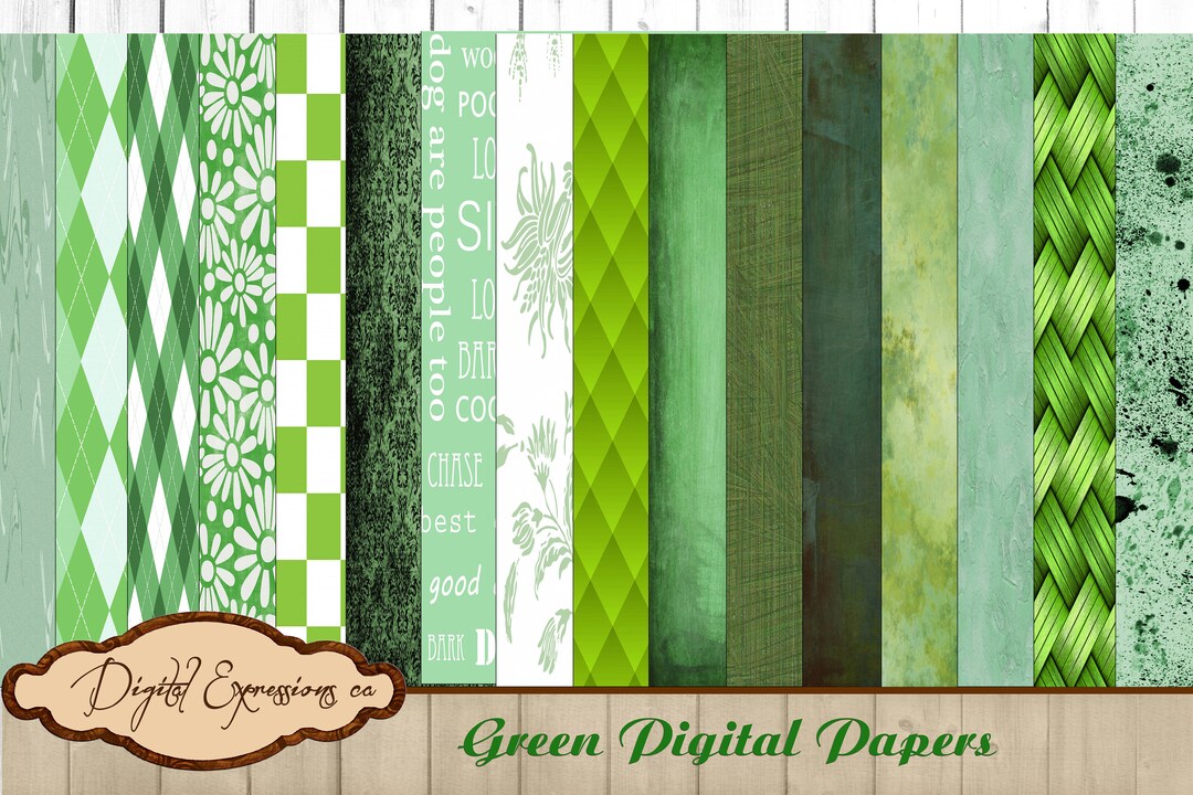 Vintage Green Digital Paper, Green VINTAGE EPHEMERA Grunge Paper, Junk ...