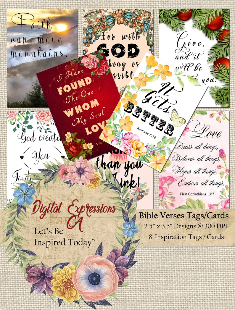 Inspirational BIBLE VERSES greeting cards Printable download | Etsy