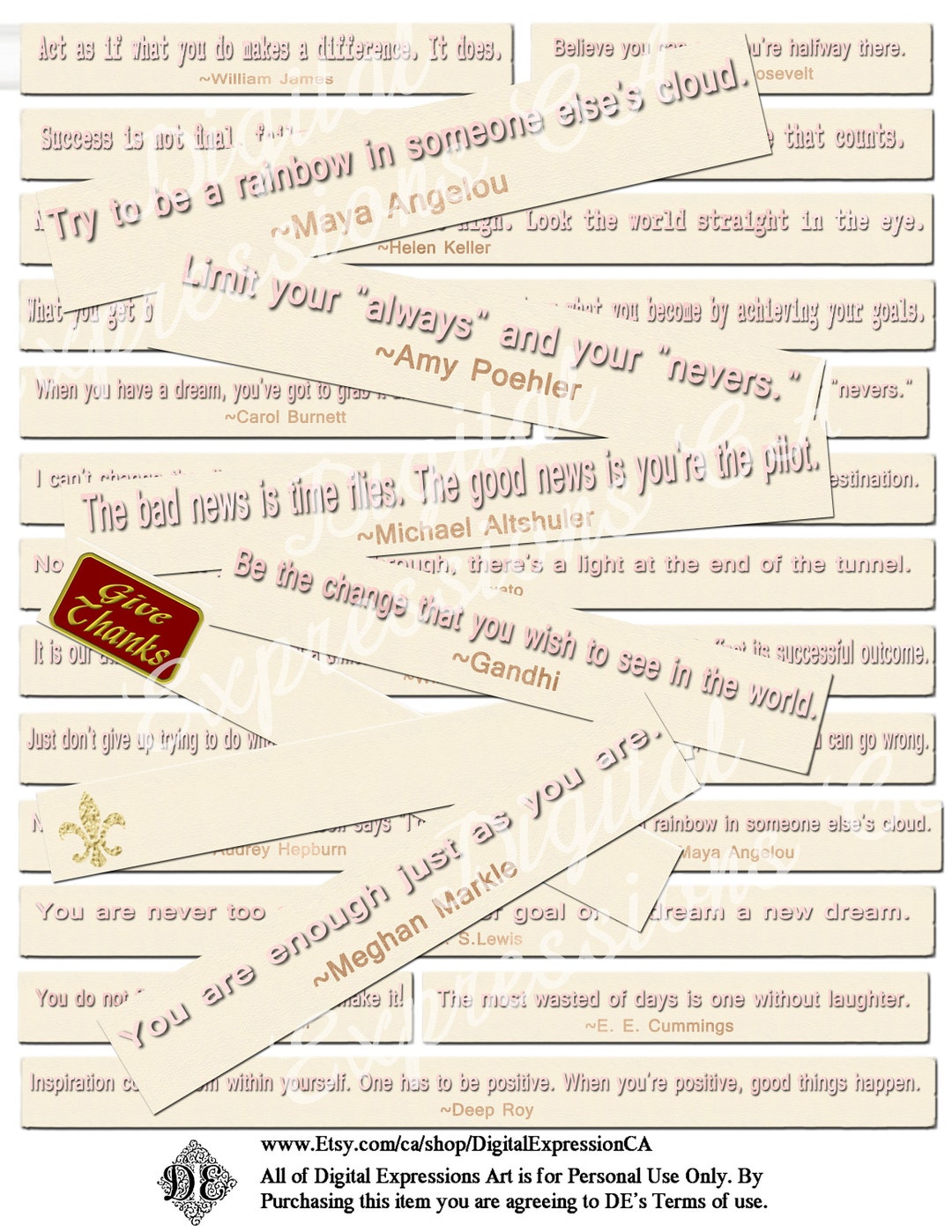 Inspirational Sayings Collage Sheets: Junk Journal Scrapbooking ...