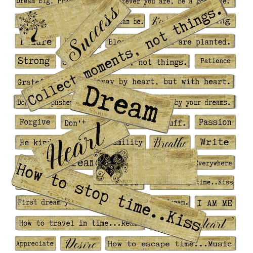 Digital Collage Sheet Words Printable Words Inspirational - Etsy