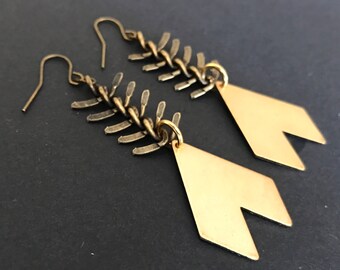 Fishbone Chain Earrings - Etsy