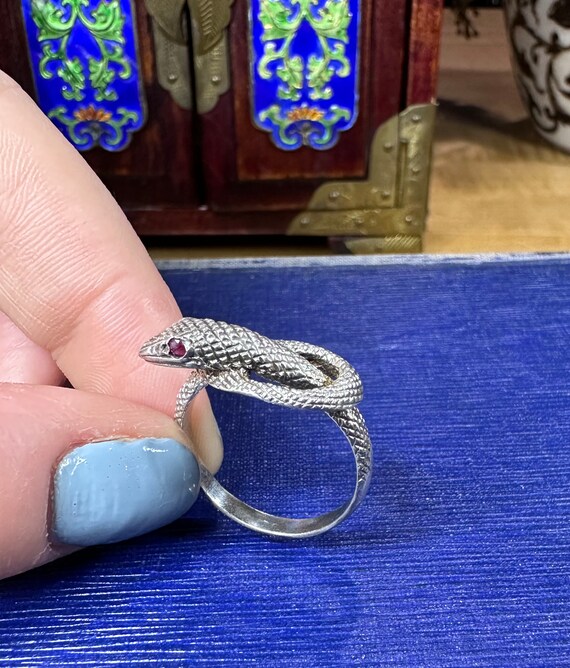 1970s Victorian Aesthetic Snake Motif Ring | Sterling… - Gem