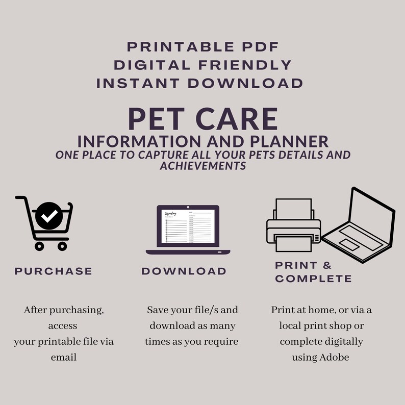 Printable Pet Planner, Fillable Pet Planner, Pet Care Planner, Pet ...