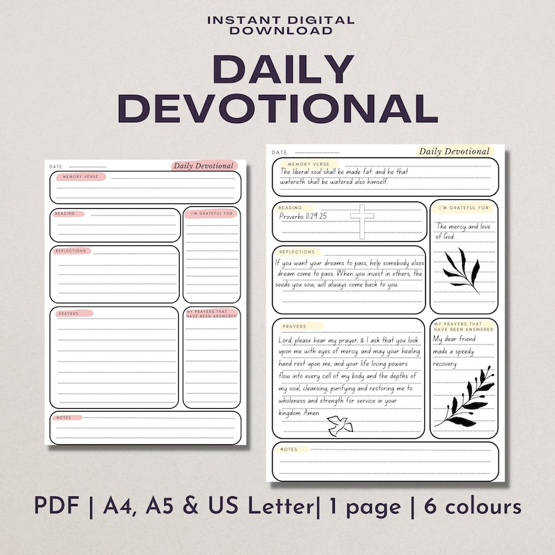 Printable Daily Devotional Planner, Instant Download, Digital Bible ...