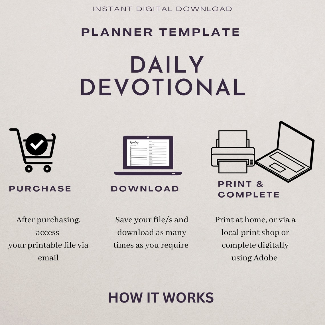 Printable Daily Devotional Planner, Instant Download, Digital Bible Studies, Religious Journal ...