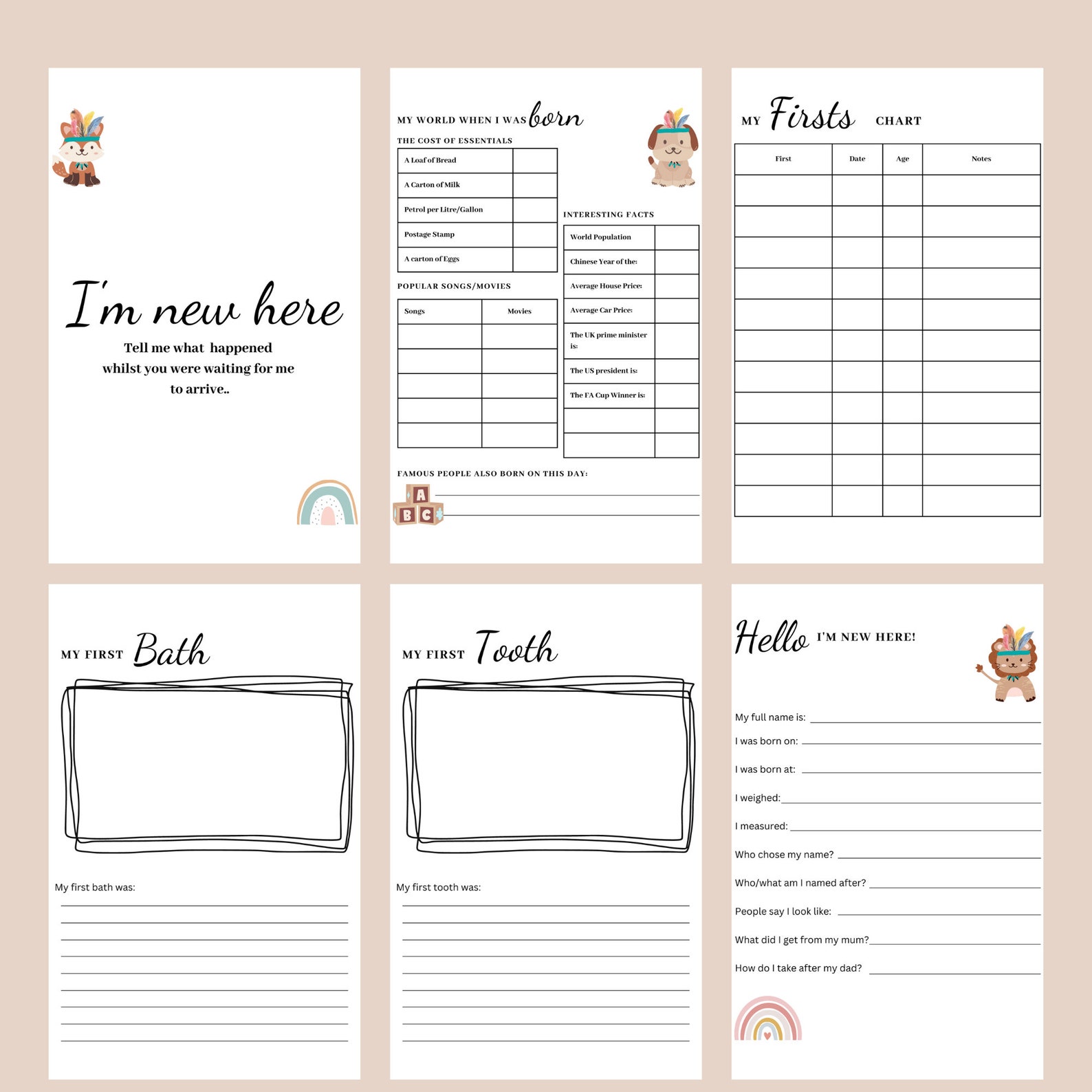 Baby Book Printable Baby Book Pages Baby Memory Book Baby - Etsy