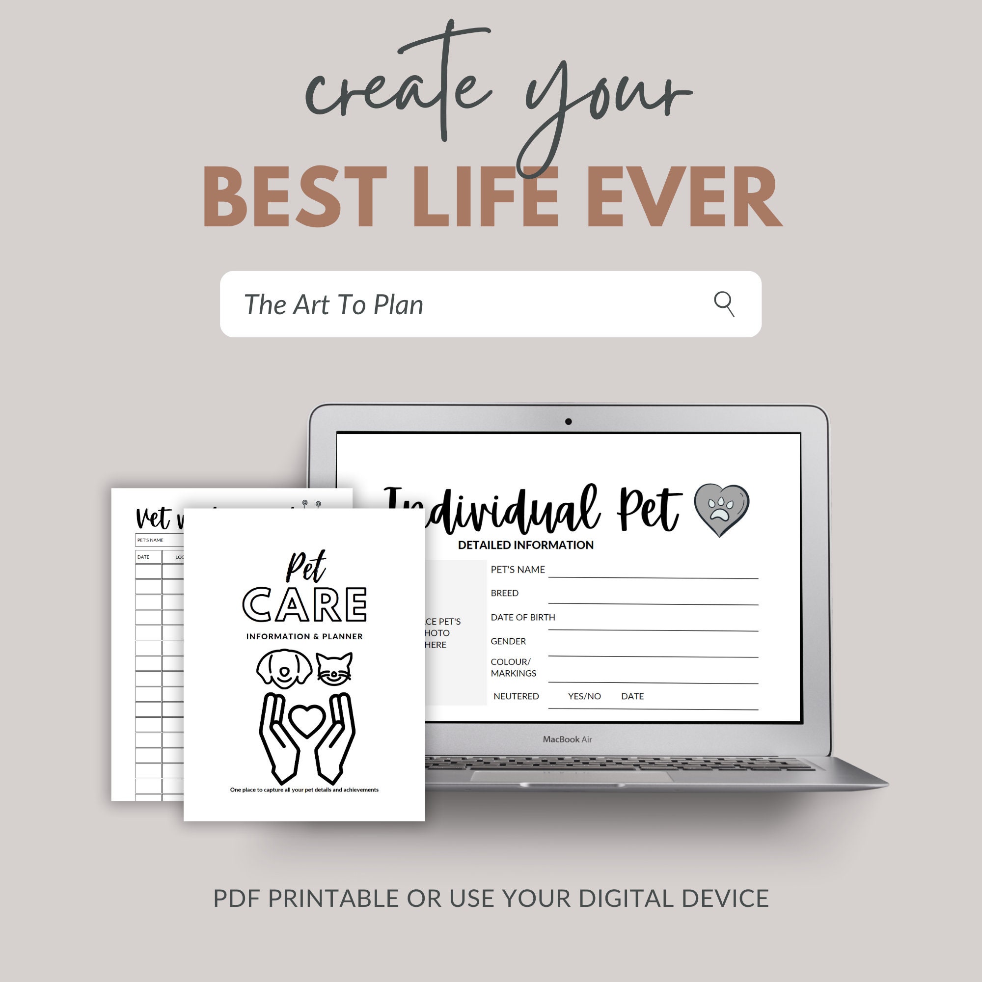 Printable Pet Planner, Fillable Pet Planner, Pet Care Planner, Pet ...