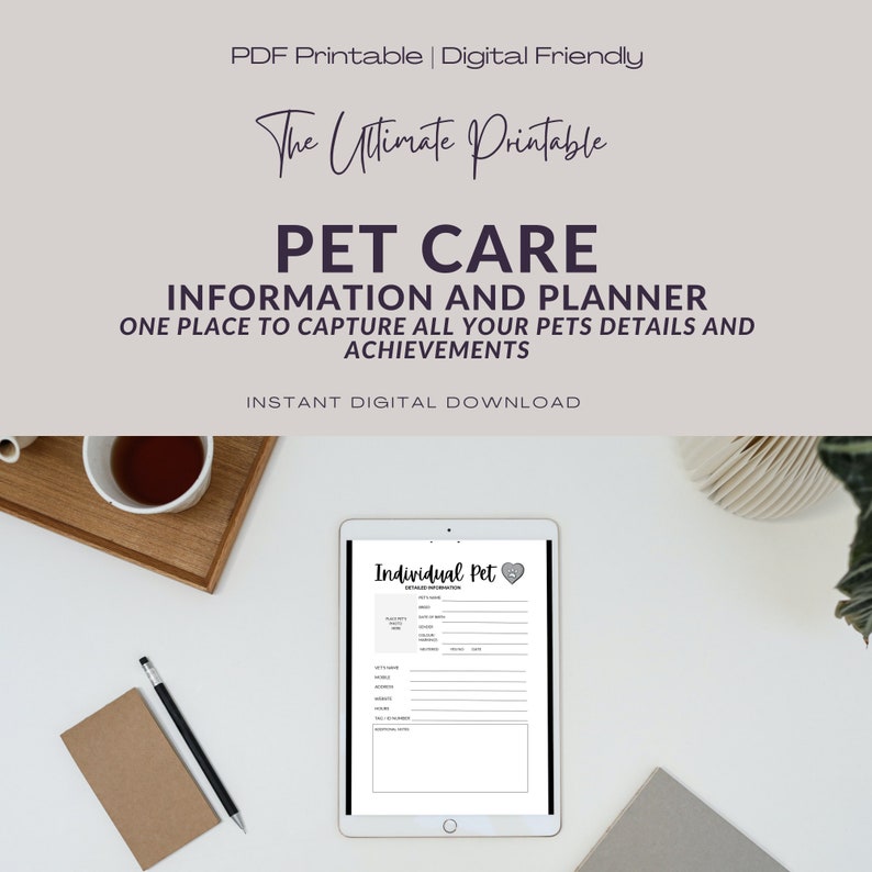 Printable Pet Planner, Fillable Pet Planner, Pet Care Planner, Pet ...