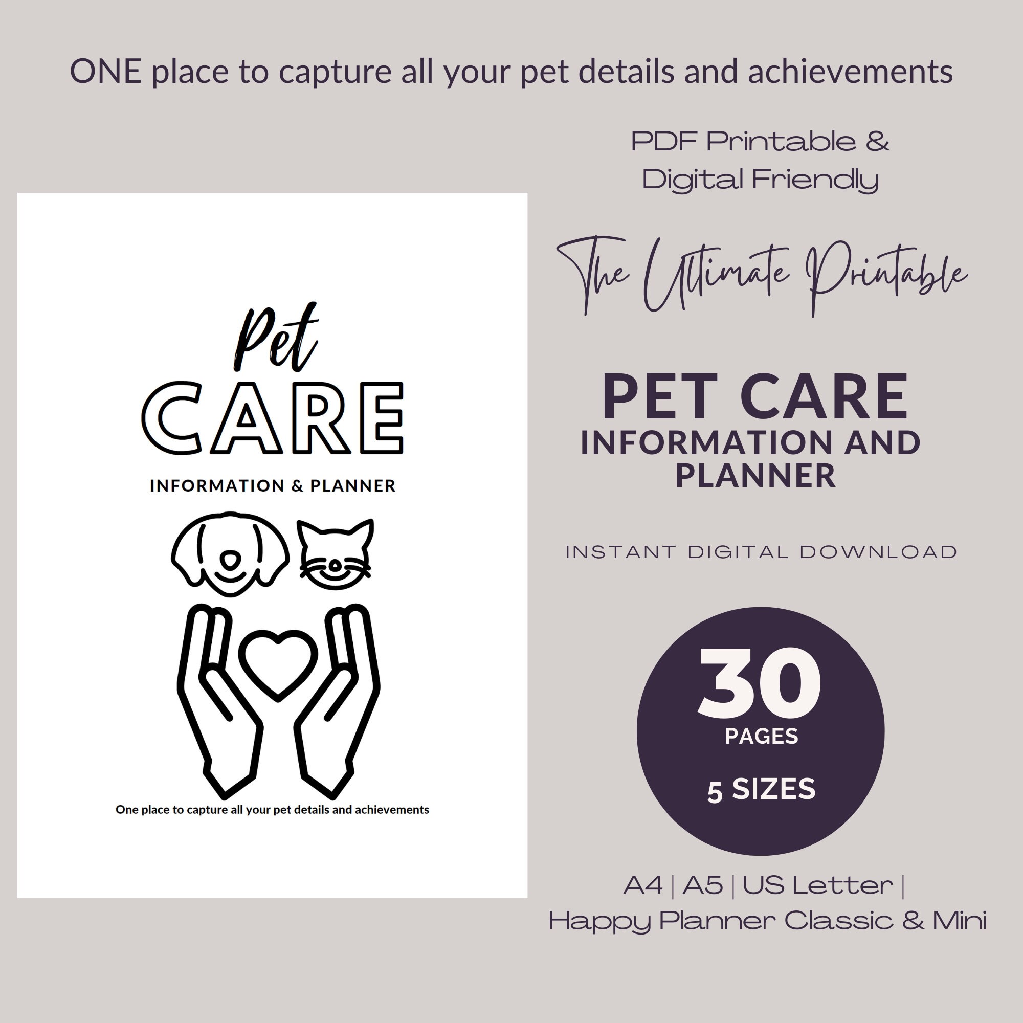 Printable Pet Planner, Fillable Pet Planner, Pet Care Planner, Pet ...
