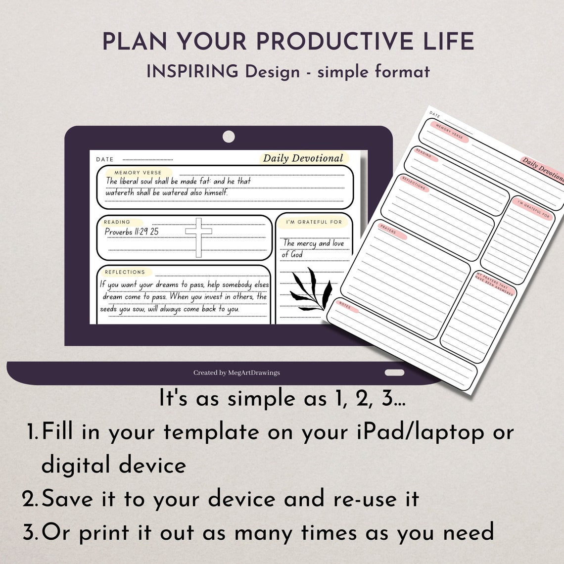 Printable Daily Devotional Planner, Instant Download, Digital Bible Studies, Religious Journal ...