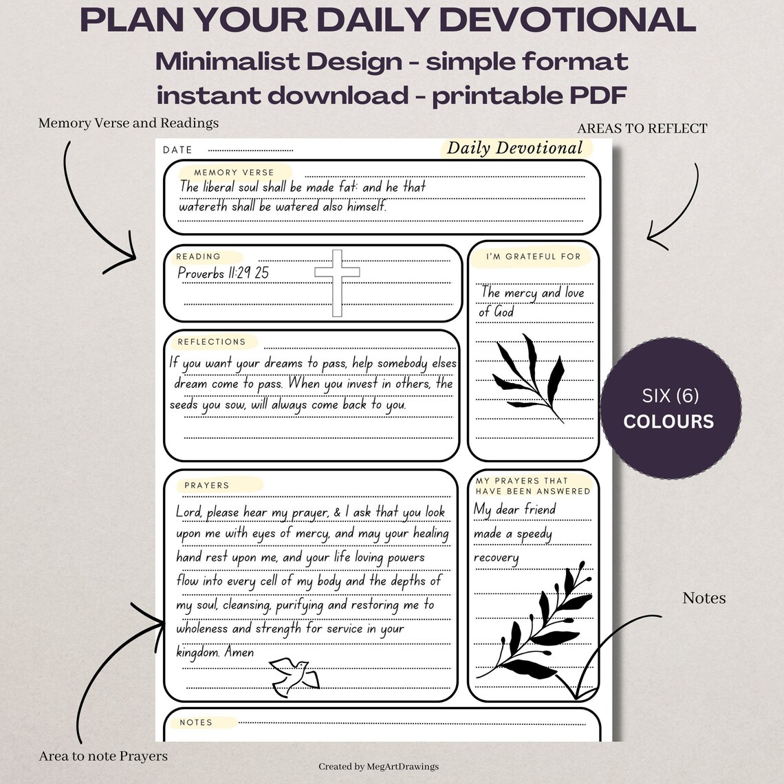 Printable Daily Devotional Planner, Instant Download, Digital Bible Studies, Religious Journal ...
